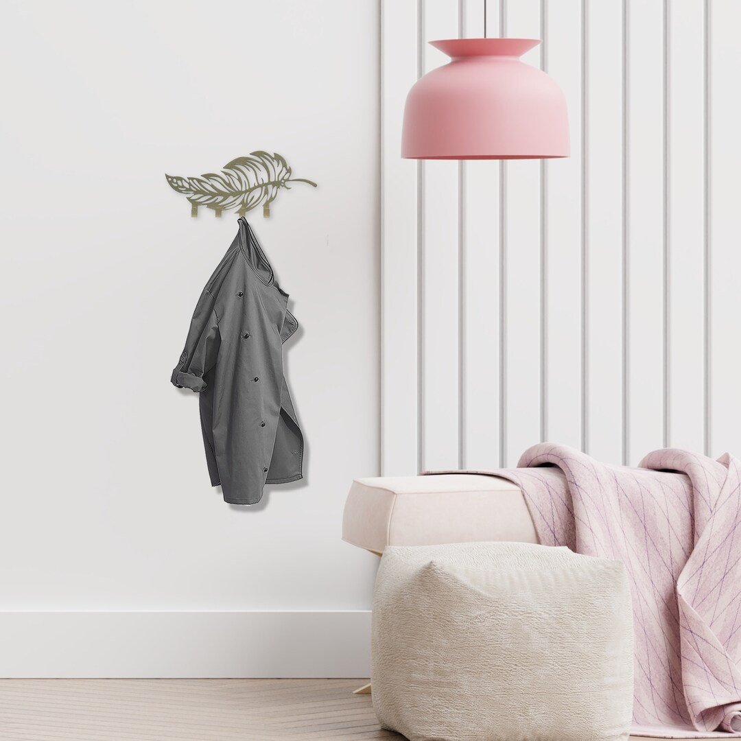 Wall Mounted Gold Leaf Key Holder, Nature Coat Rack, Entryway Organizer ...