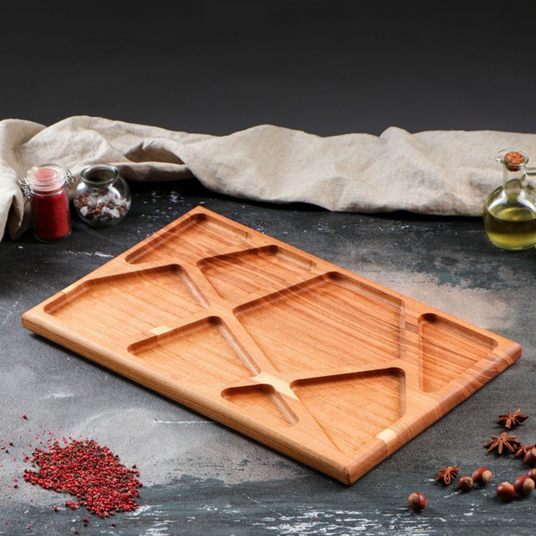 Divided Rectangular Snack Platter, Cheese & Charcuterie Board, Wooden ...