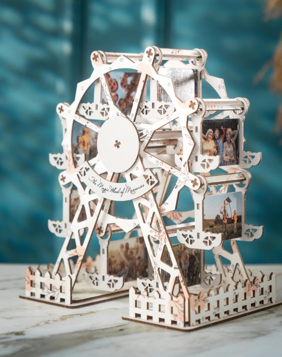 Personalized Wooden Ferris Wheel for 16 Photo, Rotating Photo Album ...