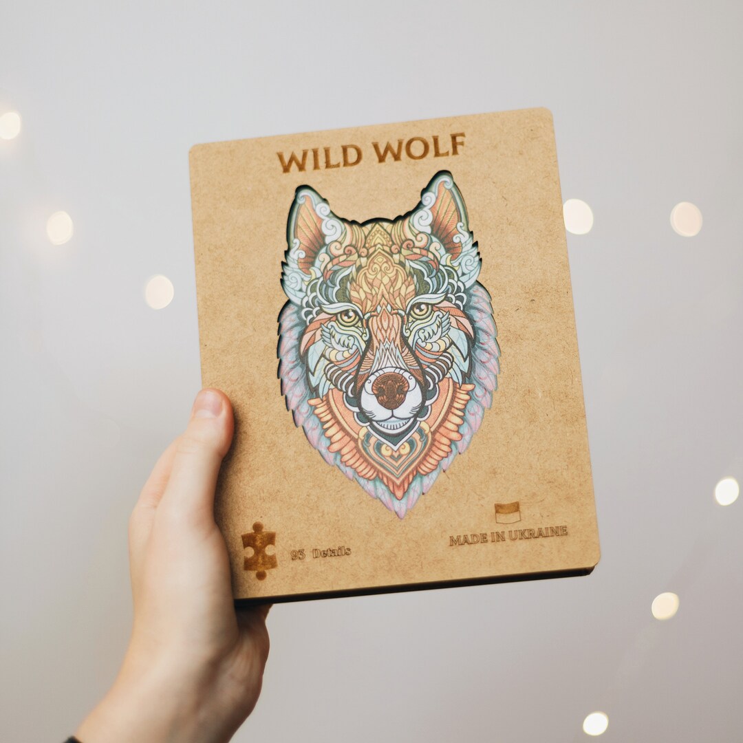 Wood Wolf Jigsaw Puzzle, Educational Kids Gift, Animal Puzzle, Wildlife ...