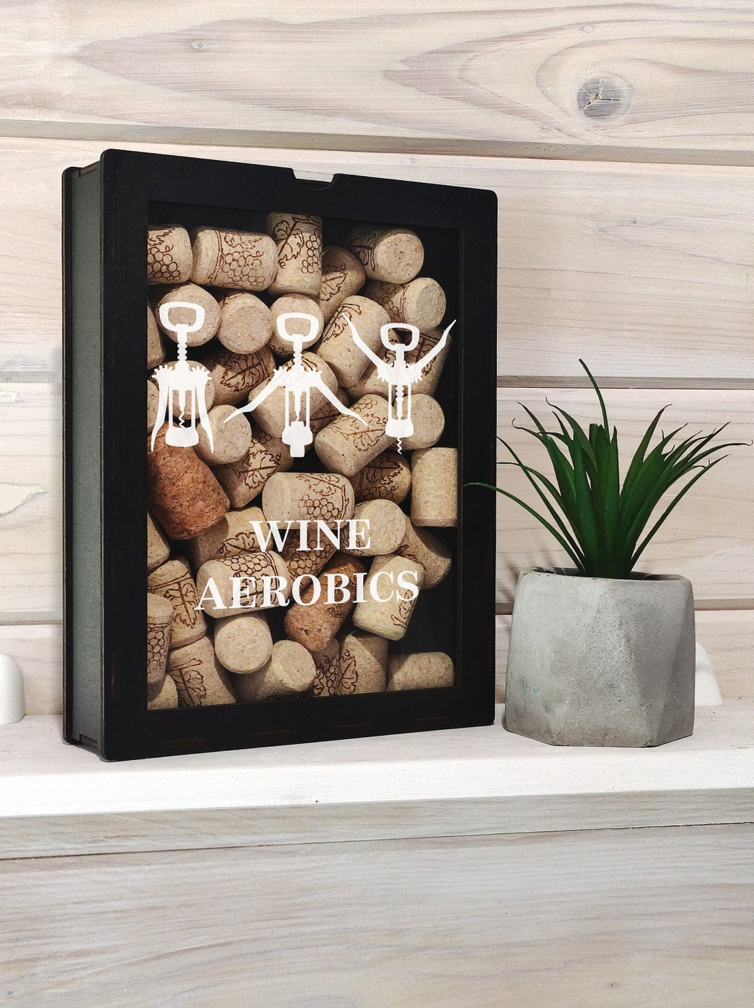 Wine Cork Display Frame, Shadow Box for Corks, Piggy Bank for Wine Cork ...