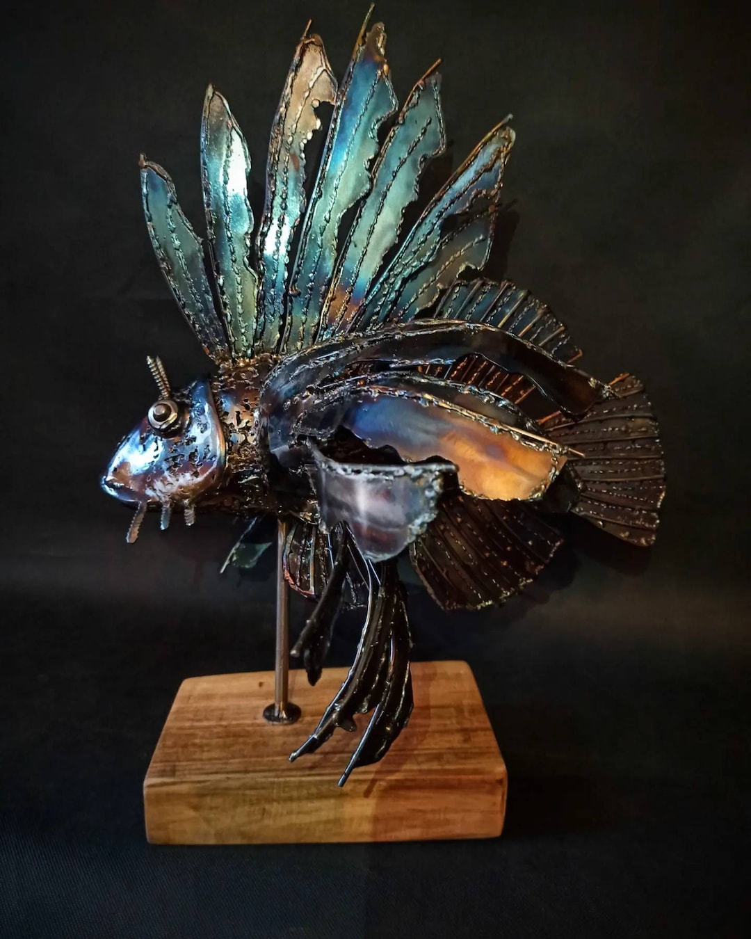 Metal Sculpture Lion Fish Dekoration Handmade Handicraft Metal Art Hand ...
