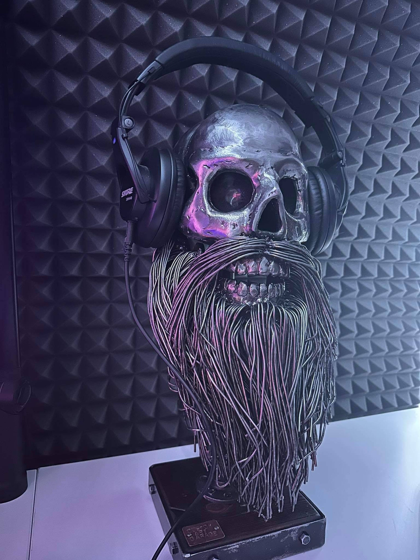 Metal Skull Sculpture, Headphone Stand Glasses Stand Handmade ...