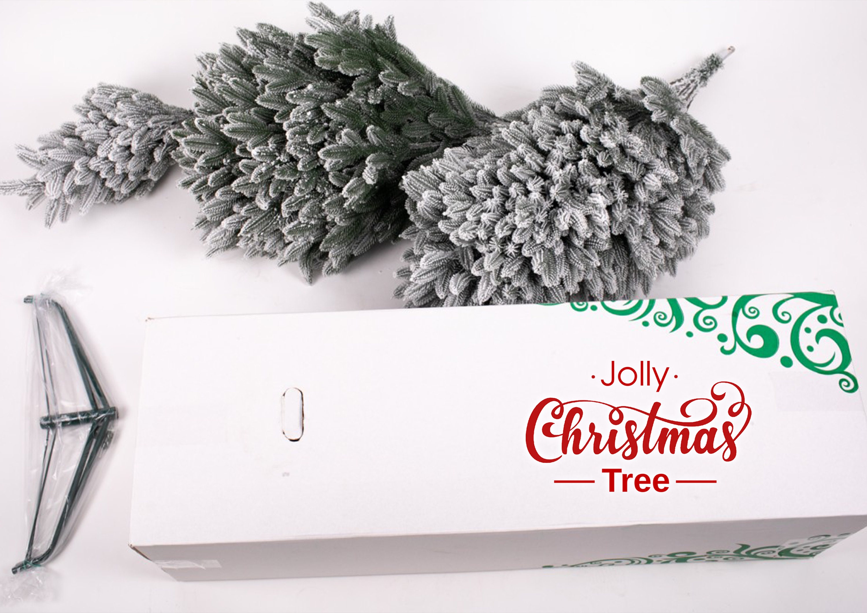 Artificial Christmas Tree With a Support. Christmas Tree With Snow ...