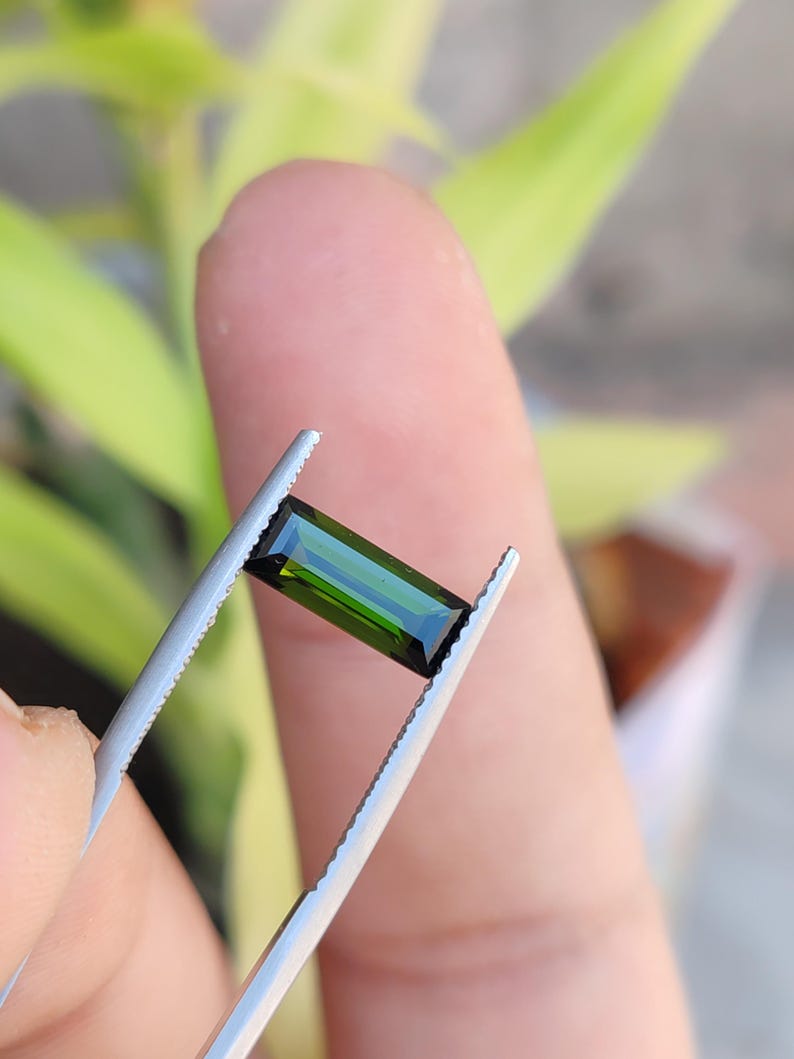 Natural Bi Color Tourmaline Gem | 7x3.5 MM Green Pink Baguette ...