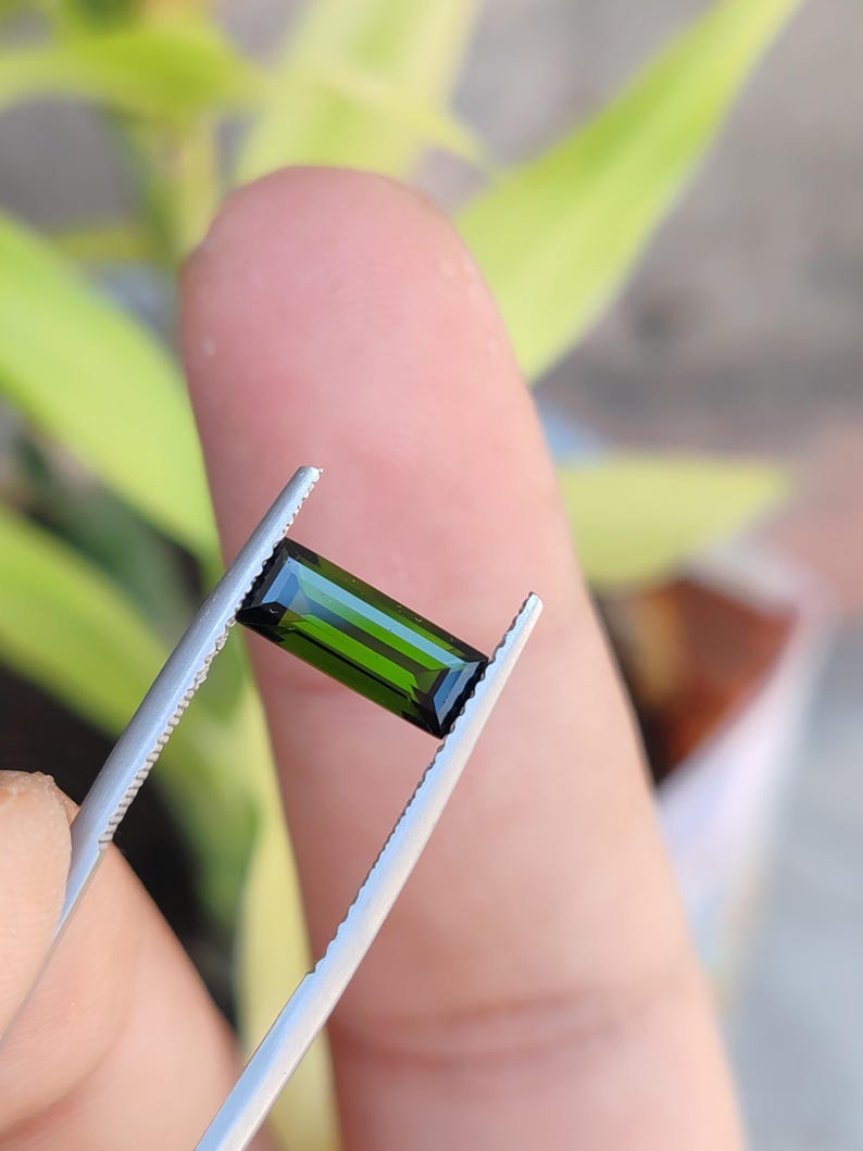 Natural Bi Color Tourmaline Gem | 7x3.5 MM Green Pink Baguette ...