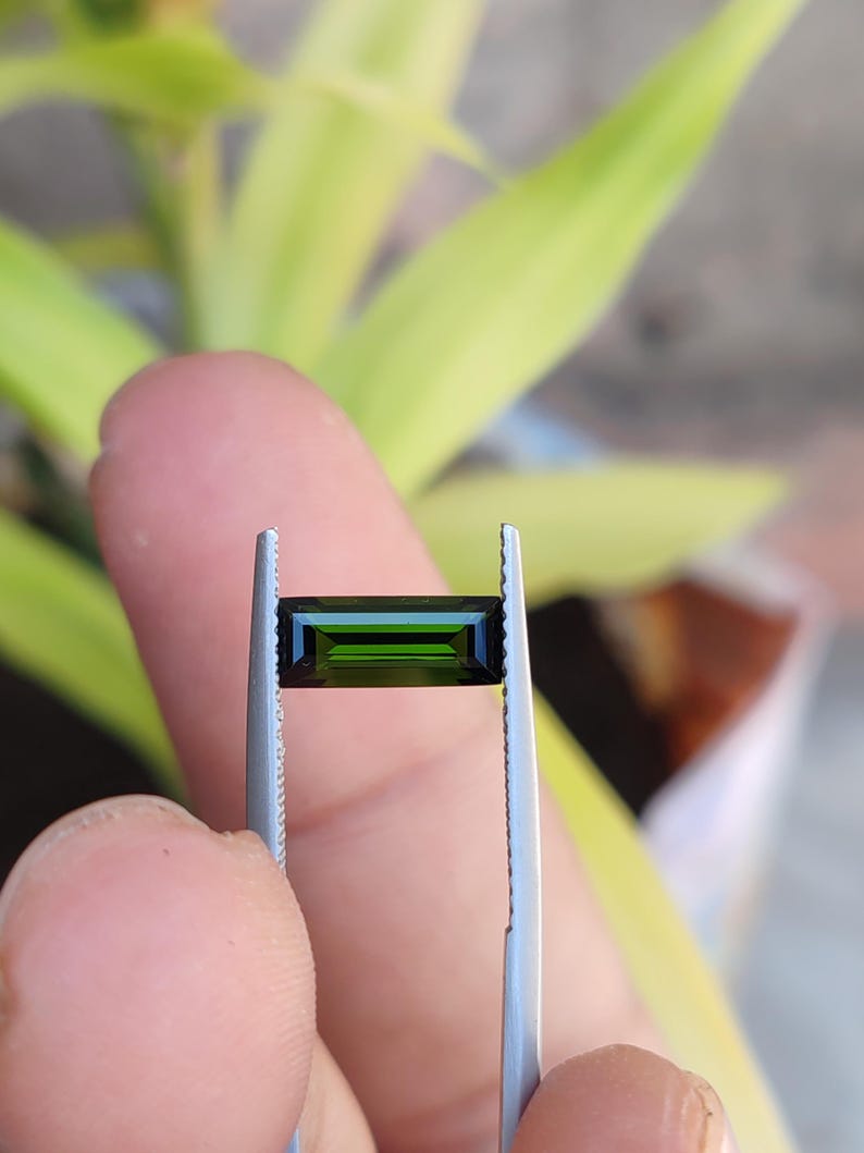Natural Bi Color Tourmaline Gem | 7x3.5 MM Green Pink Baguette ...