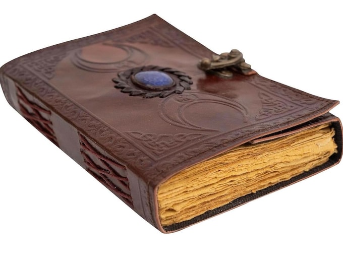 Leather Journal Wiccan Brown Book of Shadows Journal Triple Moon Pagan ...