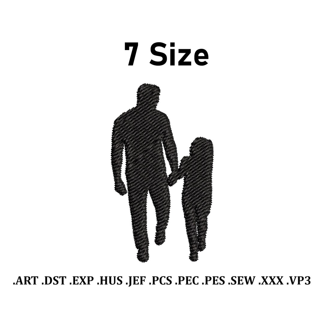 Father and Daughter Machine Embroidery Design, Embroidery Design ...