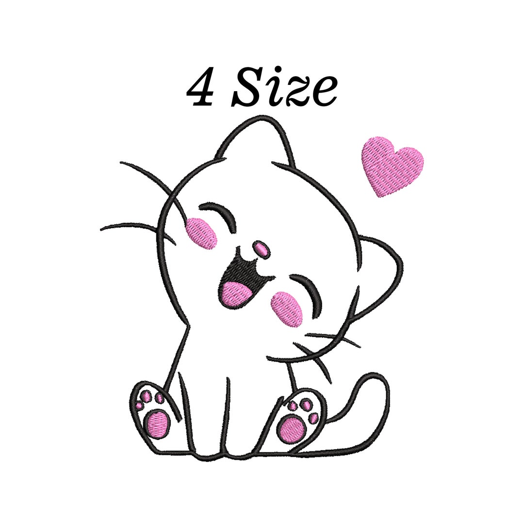 Cute Cat - Machine Embroidery Design, Embroidery Design, Machine ...