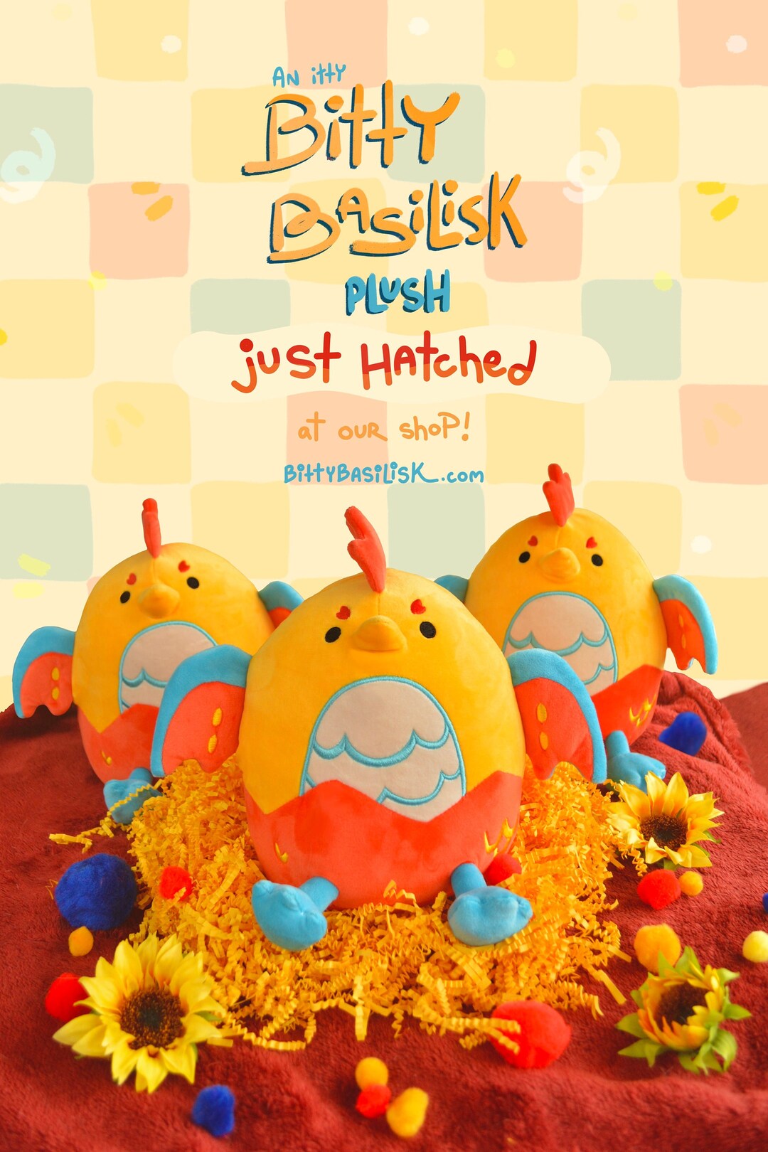 Bitty Basilisk Plushie Adorable 8-inch Dragon-chicken Hybrid - Etsy