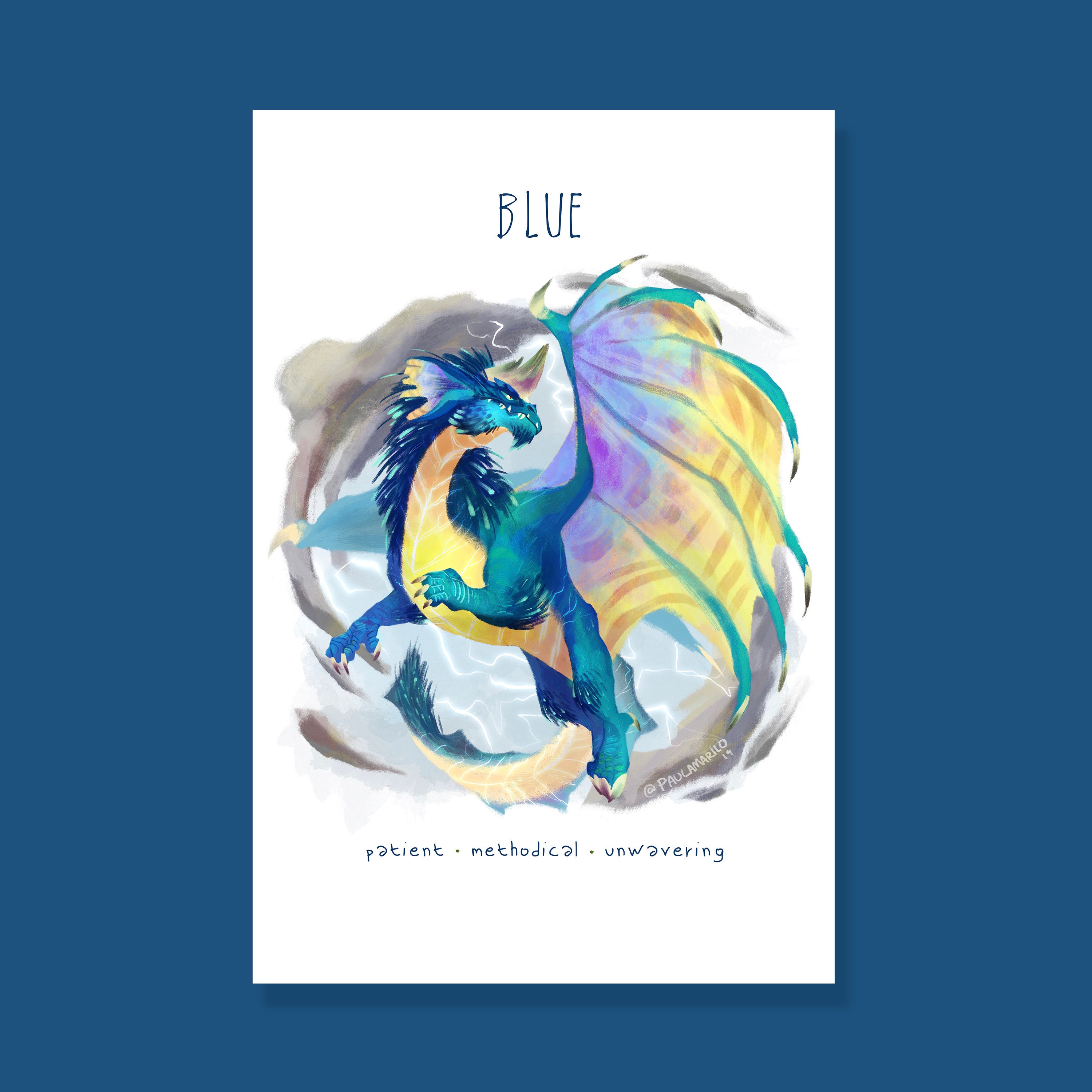 Blue Dragon Art Print Poster Dnd D&D Dungeons and Dragons Chromatic ...