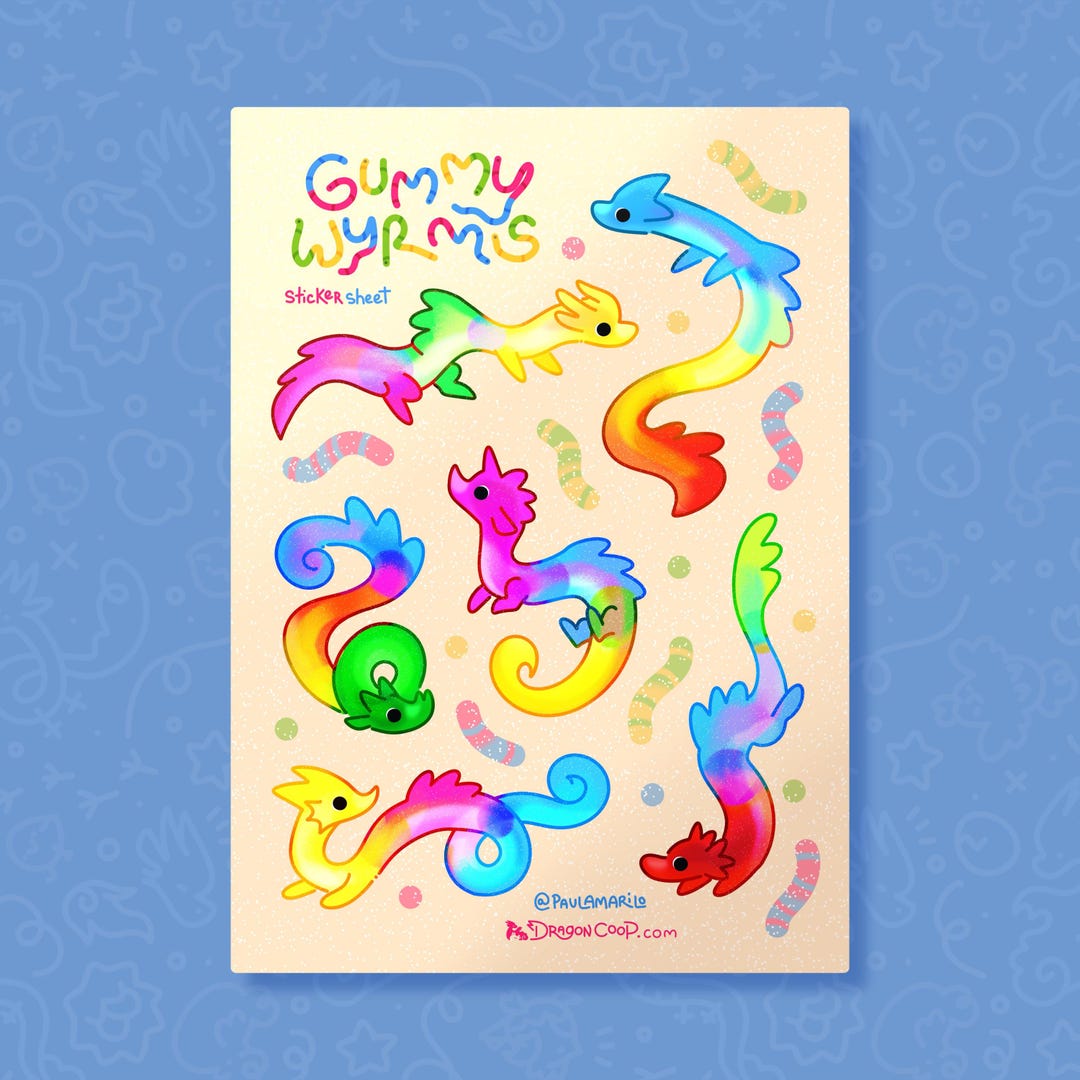 Gummy Wyrms Vinyl Sticker Sheet - Etsy