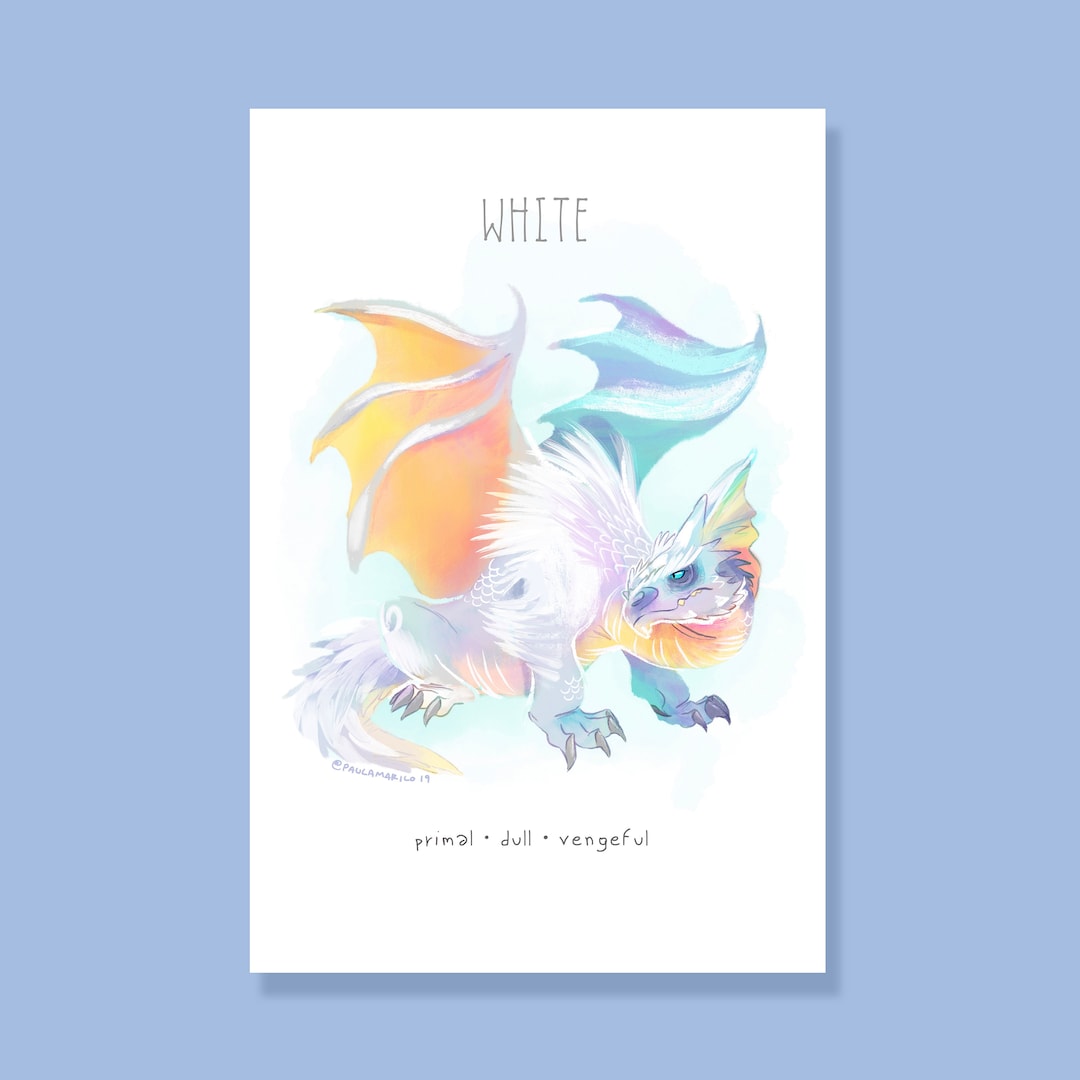 White Dragon Art Print | Poster | Dnd | D&D | Dungeons and Dragons ...