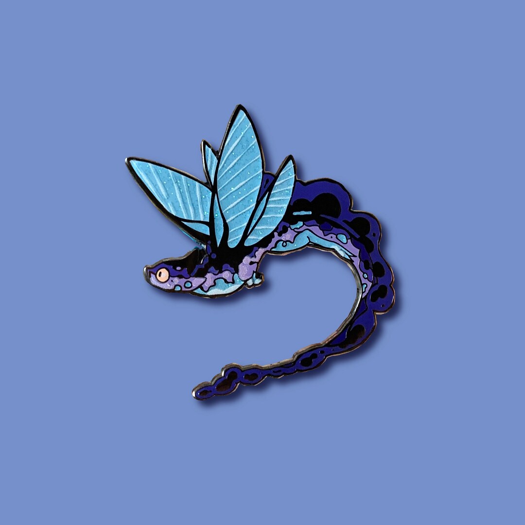 Dragon Hard Enamel Pin Blue Plumed Skimmer Fiery Dragonfly Lapel Pin ...