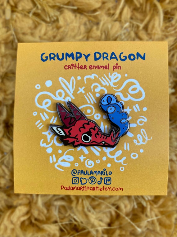 Grumpy Dragon Hard Enamel Pin Lapel Pin Hard Enamel - Etsy