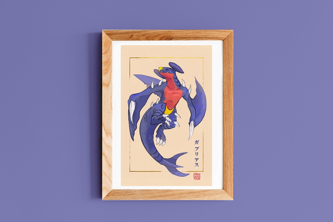 Outrage Garchomp Pokemon Print | Poster | Pokemon | Decor | Ukiyoe ...