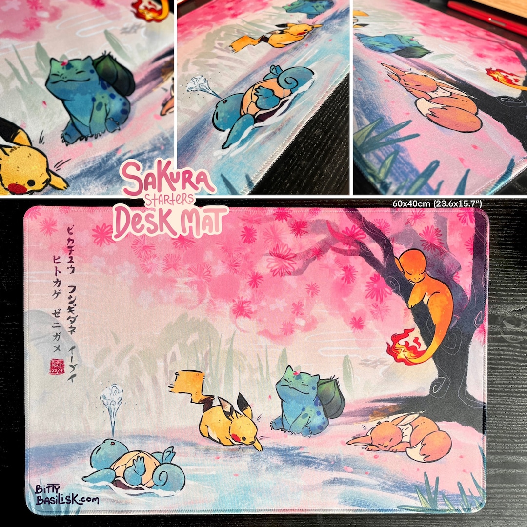 Sakura Party Pokemon Starters Desk Mat Large Desk Protector - Etsy Canada