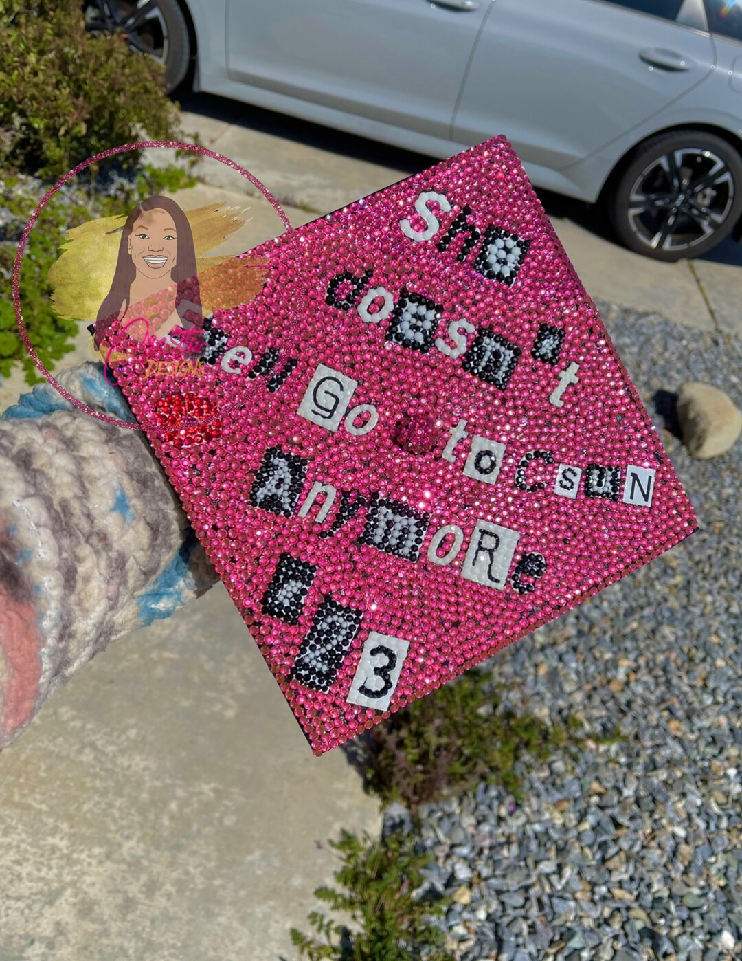 She Doesn't Even Go Here Bling Cap | Grad Cap Bling | Bedazzled Grad ...