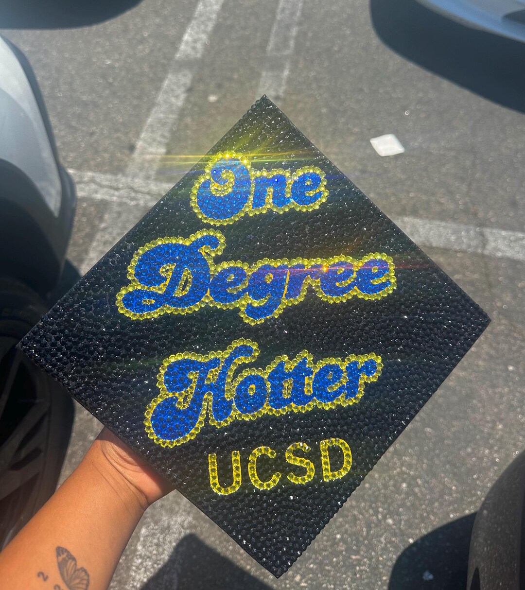 Bedazzled One Degree Hotter Grad Cap | Bling Grad Cap | UCSD Grad Cap ...