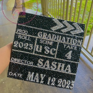 Bling Film Slate Grad Cap | Cinema Graduation - Etsy