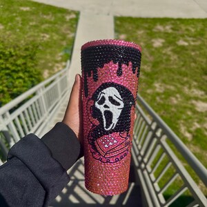Pink and Black Scream Bling Cup Bling Cup Bling Halloween Tumbler ...