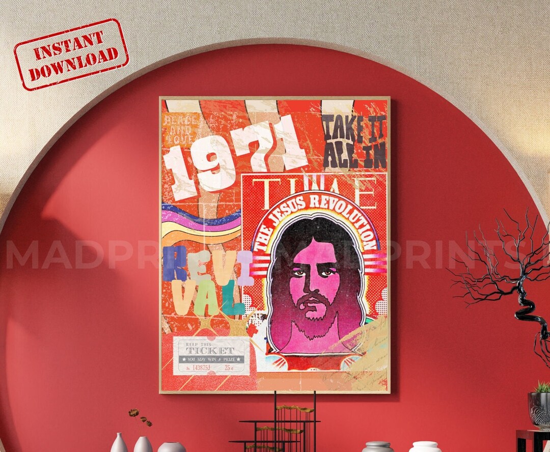 Vintage Jesus Revolution Print DIGITAL DOWNLOAD Christian Wall Art ...