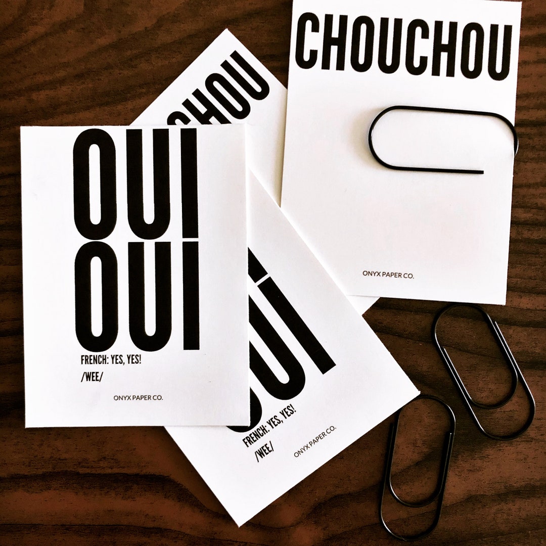 Journaling Card Set "oui Oui" | 2 Minimal Planner Cards (printed) - Etsy