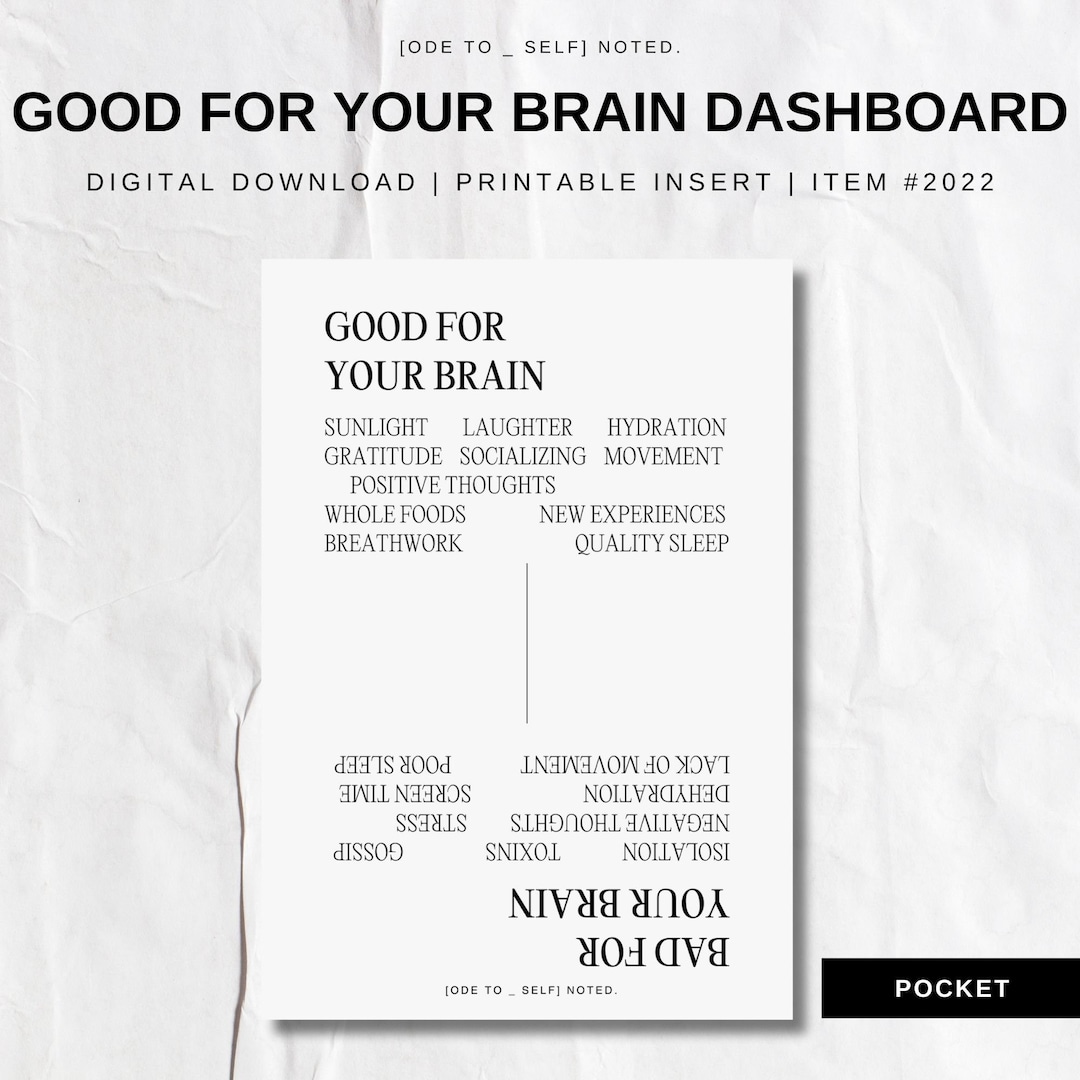 Good for Your Brain, Pocket Planner Dashboard, Minimal Printable ...