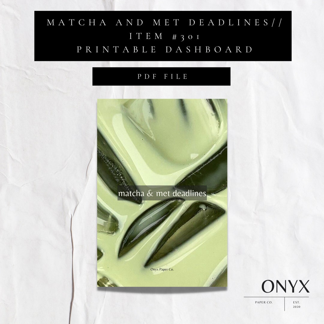 A6 SIZE | Matcha and Met Deadlines Digital Planner Dashboard / A6 ...