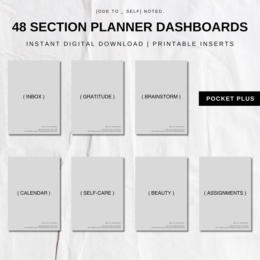 Pocket Plus Planner Section Divider Inserts Printable, Minimalist ...