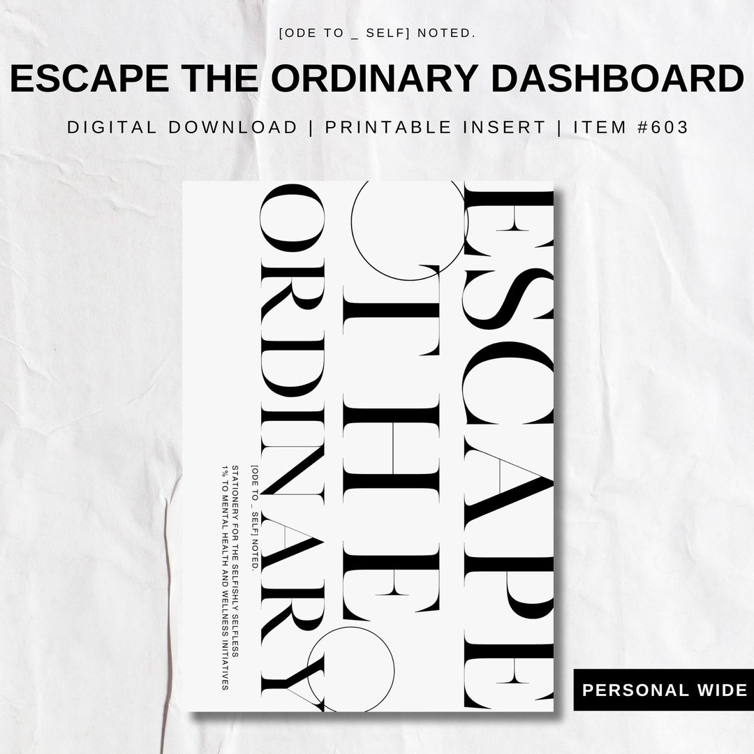 ESCAPE THE ORDINARY Minimal Printable Planner Dashboard Personal Wide ...