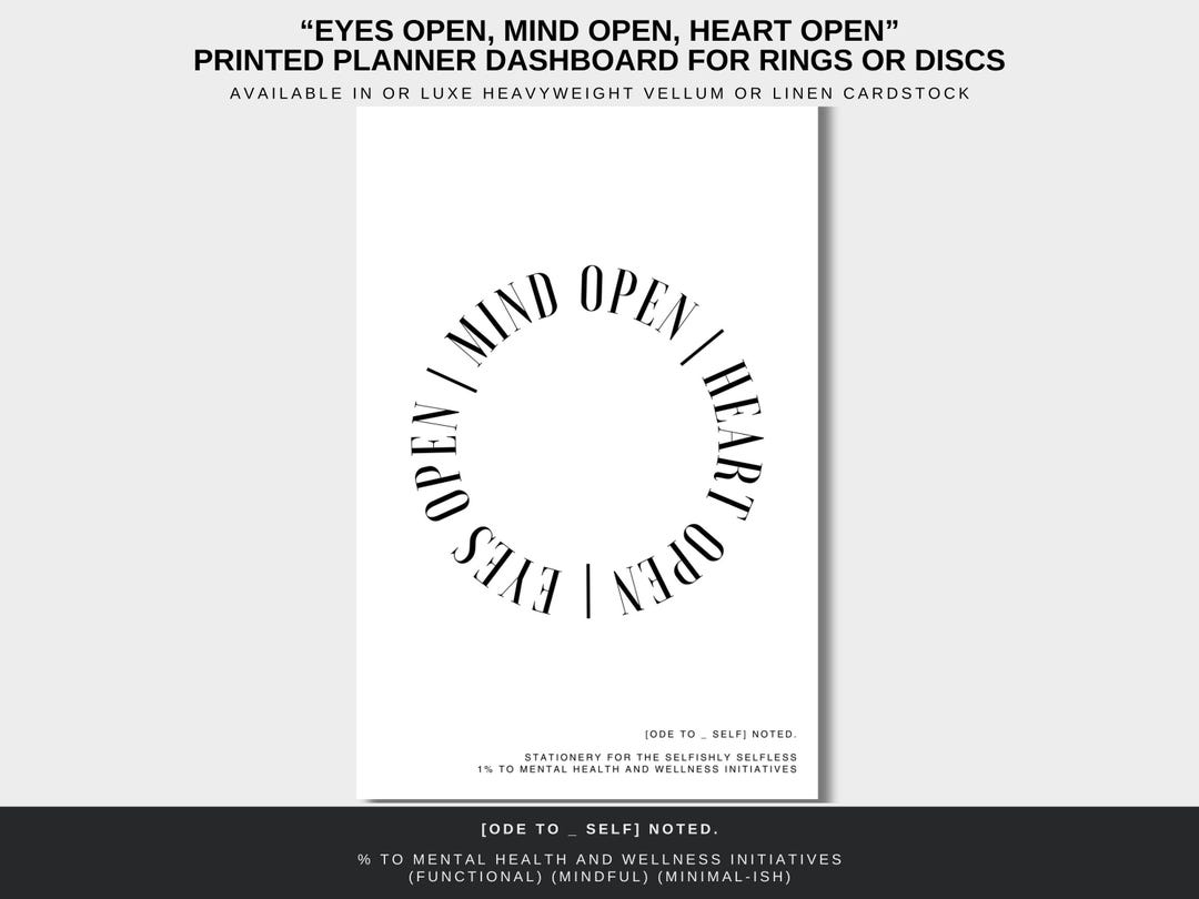 Eyes Open Mind Open Heart Open, Printed Planner Dashboard on ...