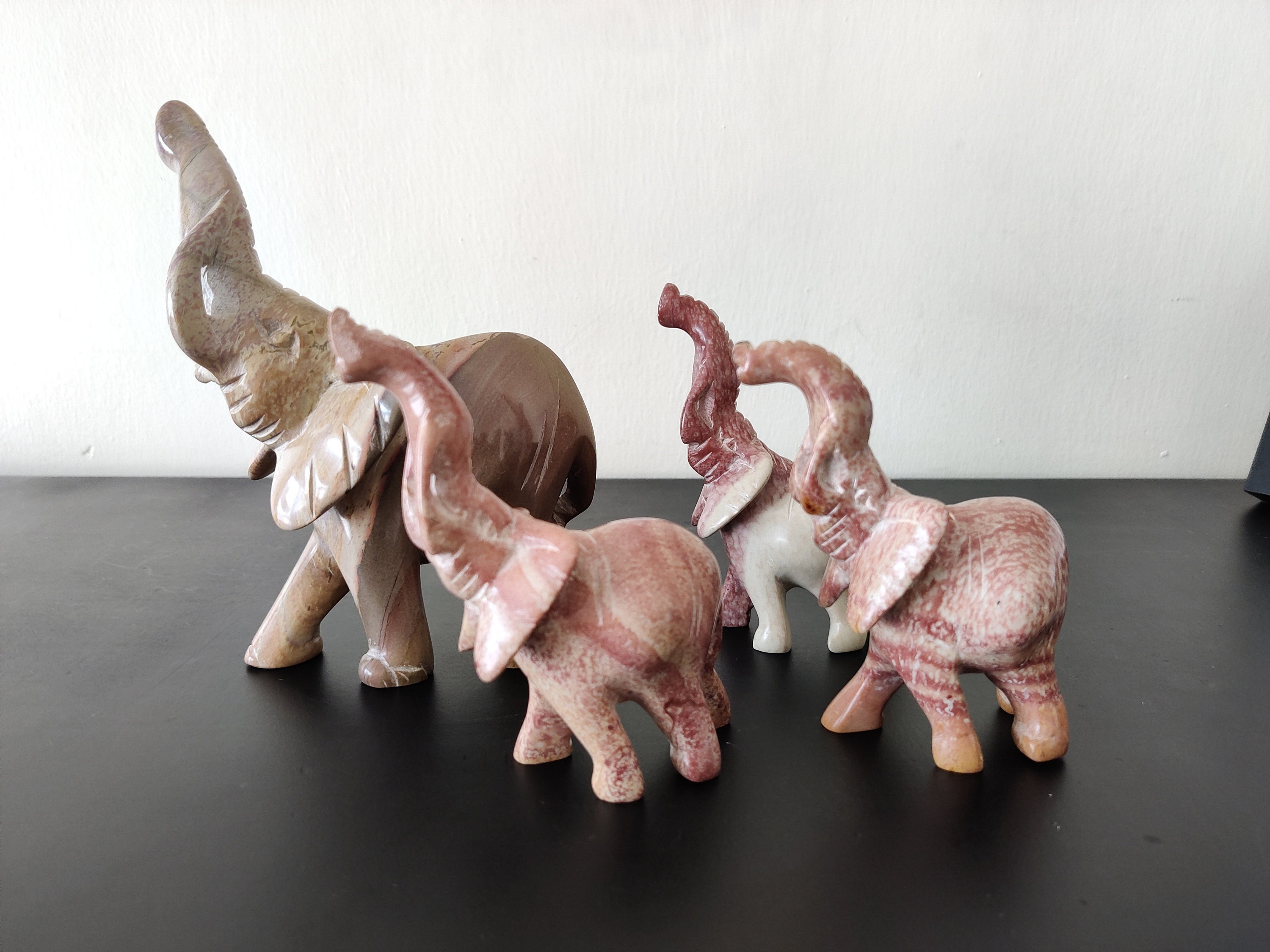 4 Set Elephant Family Sculpture Good Luck Elephant Figurines - Etsy