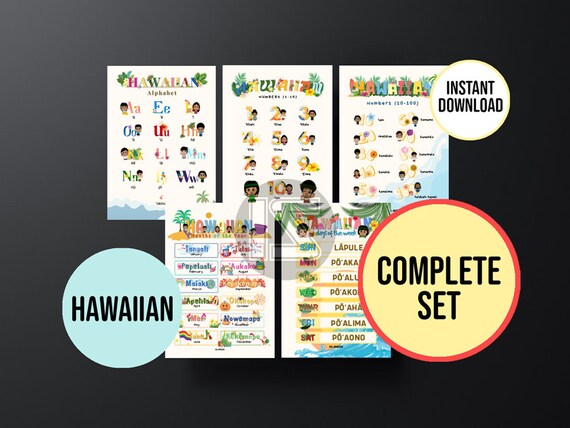 Printable Hawaiian Educational Charts Set Tropical Beach | Etsy
