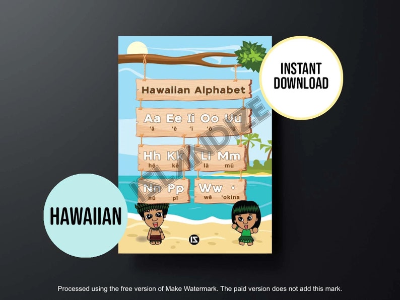 Printable Hawaiian Alphabet Chart, Tropical Aloha Theme Educational ...