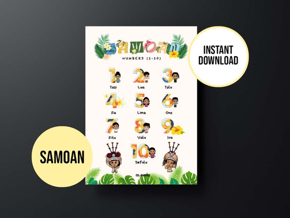 Printable Samoan Numbers One to Ten Poster Samoan Tropical - Etsy Ireland