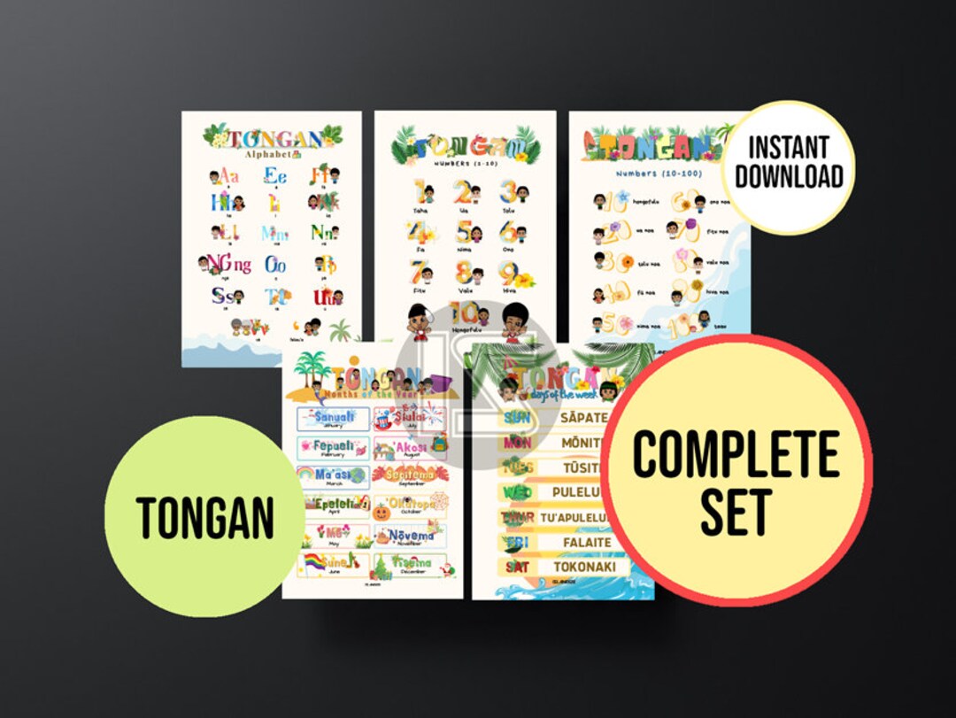 Printable Tongan Educational Charts Set, Tropical Beach Flowers Theme ...
