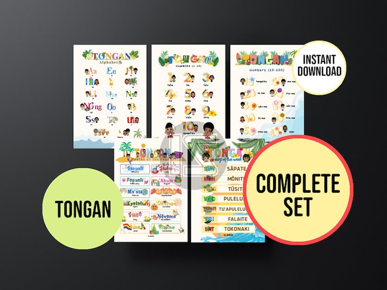 Printable Tongan Educational Charts Set, Tropical Beach Flowers Theme ...