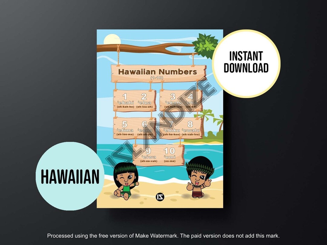 Printable Hawaiian Numbers One to Ten Poster, Hawaii Aloha Beach Theme ...
