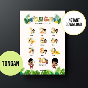 Printable Tongan Numbers 1-10 Poster Tongan Tropical Beach - Etsy