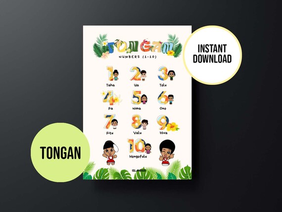 Printable Tongan Numbers 1-10 Poster Tongan Tropical Beach | Etsy