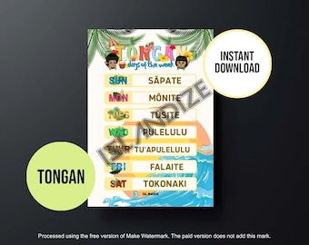 Printable Tongan Months Poster, Tongan Tropical Beach Theme Educational ...