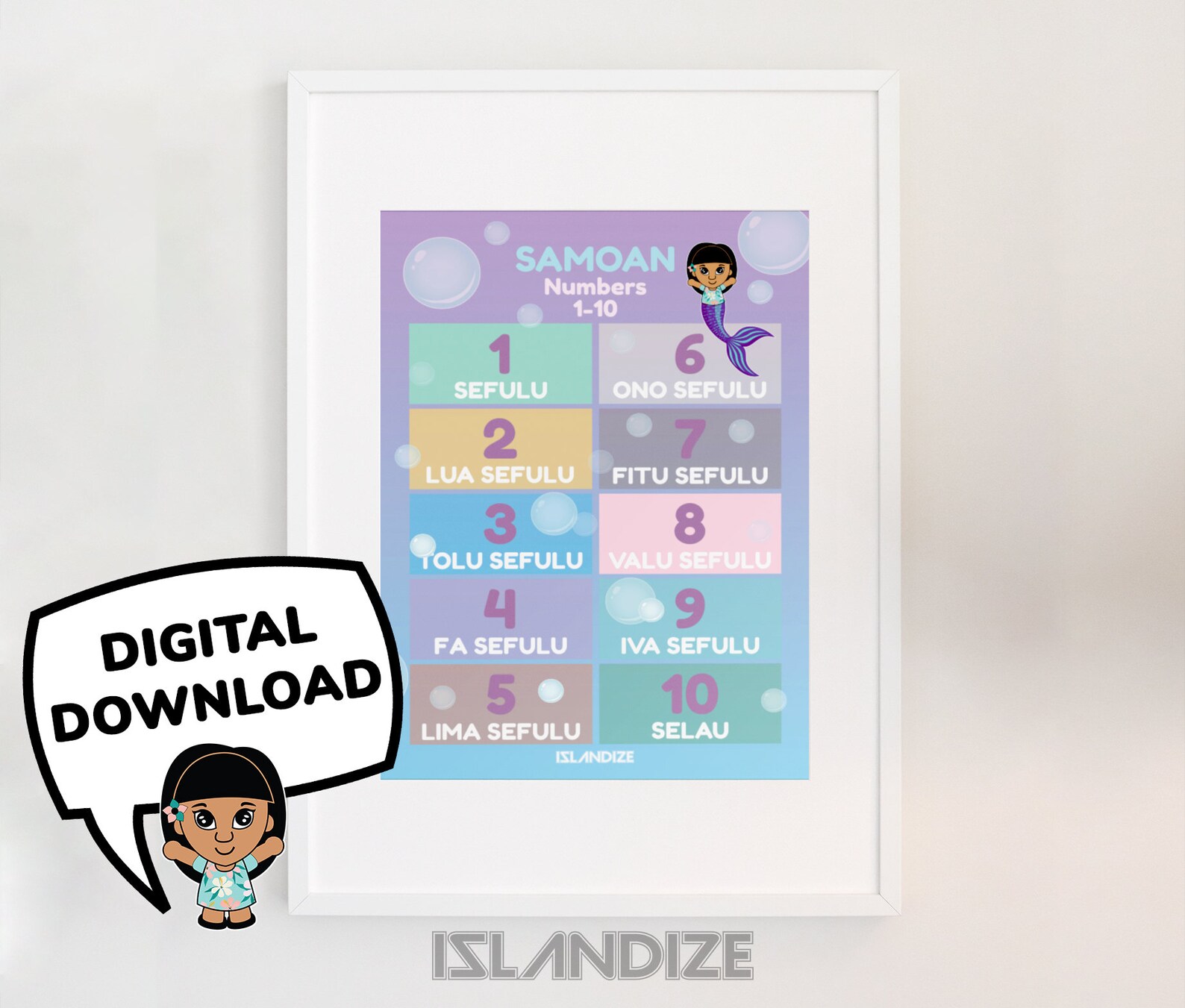 Printable Samoan Numbers 1-10 Poster Chart Instant Download | Etsy