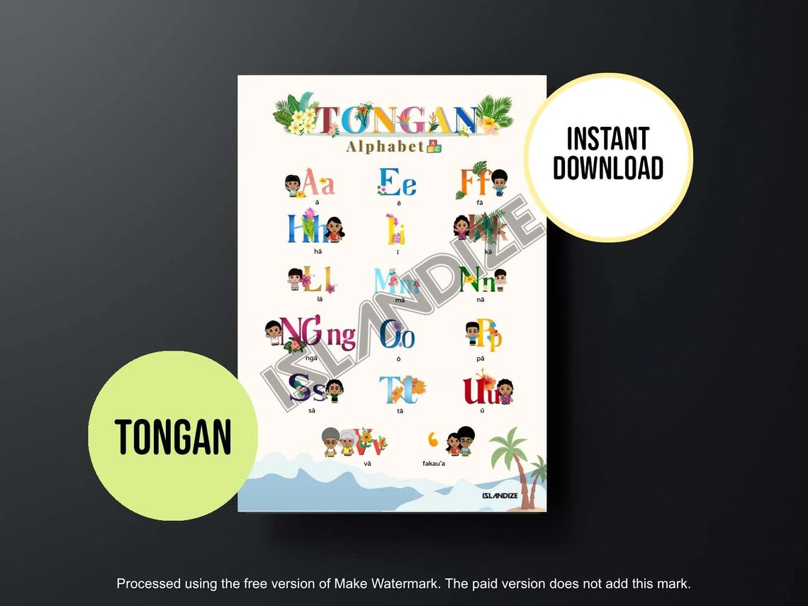Printable Tongan Alphabet Chart, Tropical Theme Educational Poster ...
