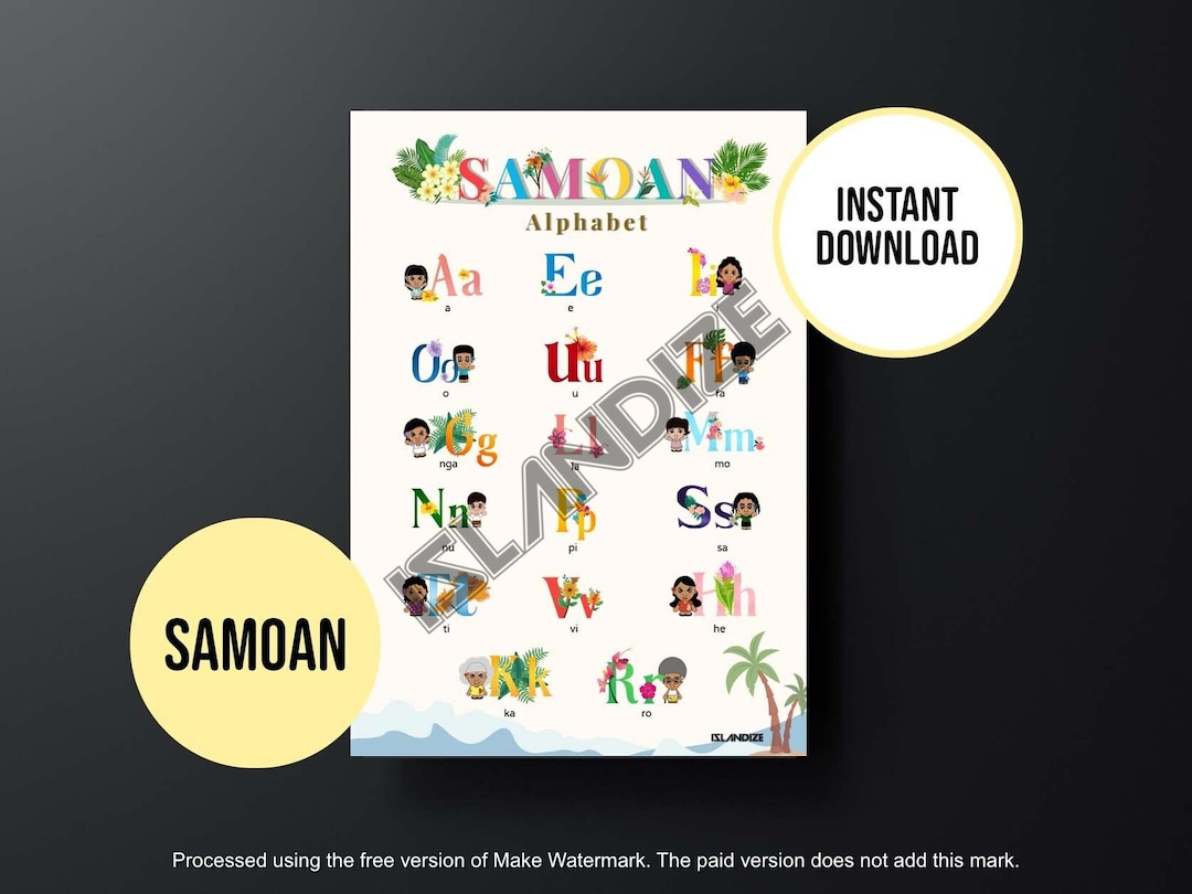 Printable Samoan Alphabet Chart, Tropical Theme Educational Poster ...