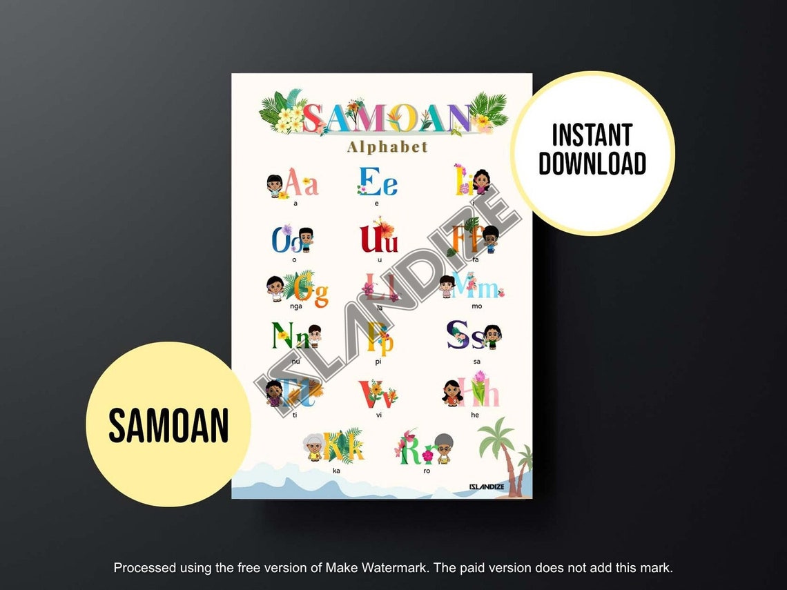 Printable Samoan Alphabet Chart, Tropical Theme Educational Poster ...