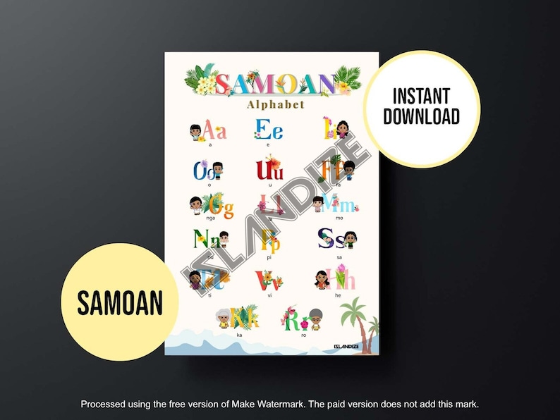 Printable Samoan Alphabet Chart, Tropical Theme Educational Poster ...