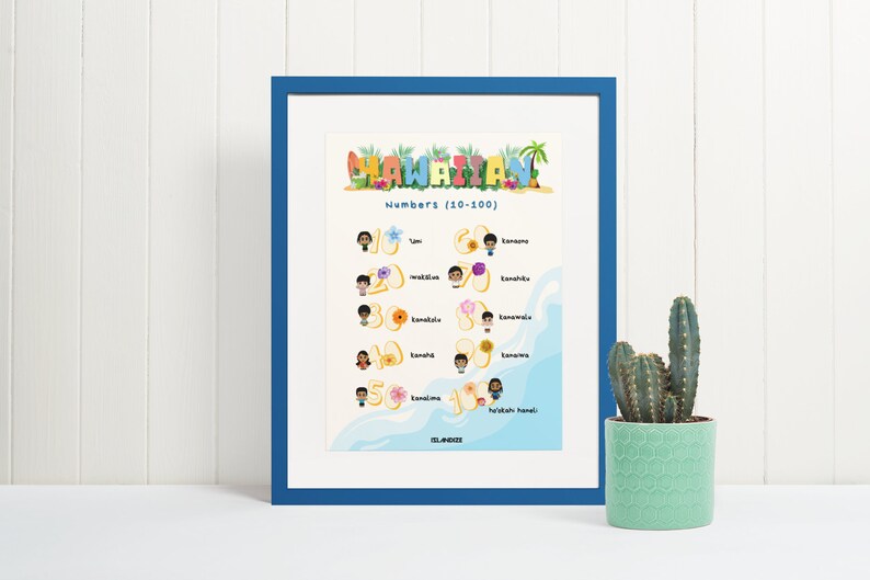 Printable Hawaiian Numbers Ten to One Hundred Poster, Hawaii Tropical ...