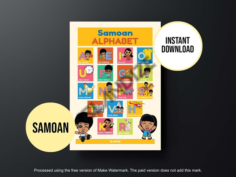 Printable Samoan Alphabet Chart, Instant Digital Download, Samoan ...